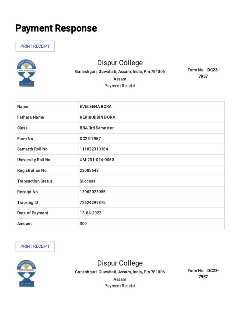 3rd Semester Receipt | PDF | Receipt | Banking Technology