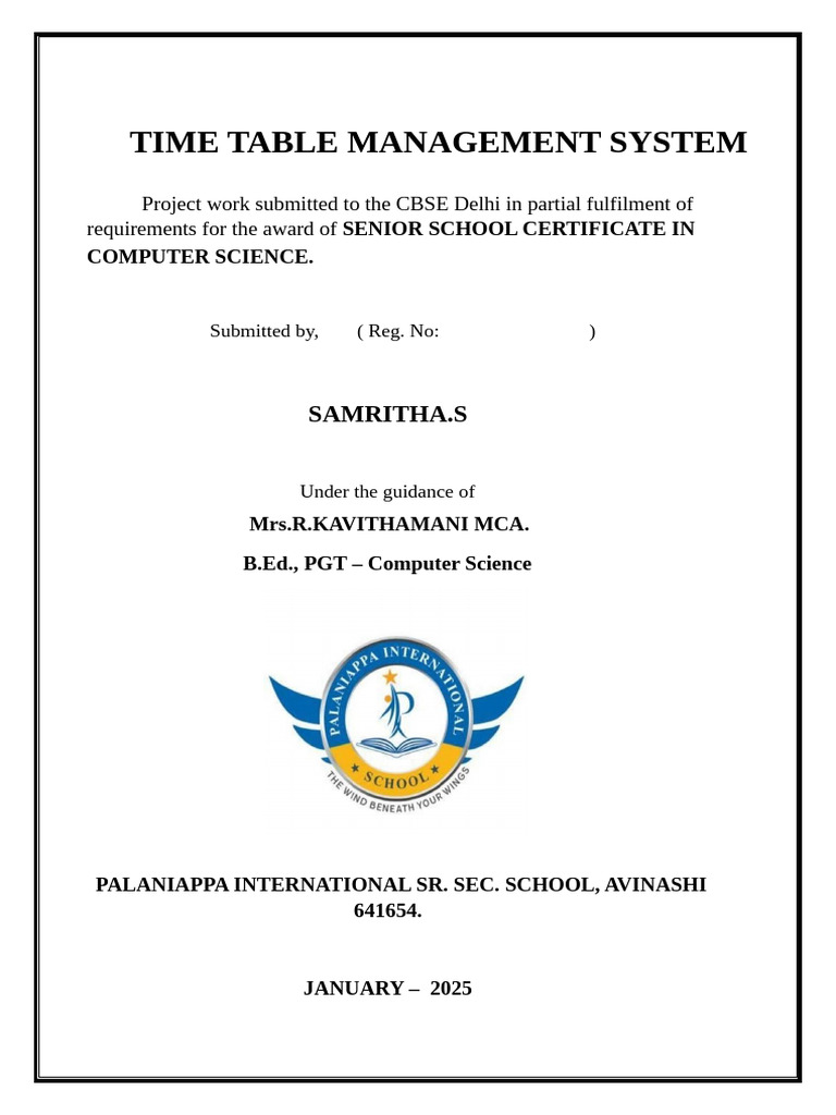 cs-timetable management-final | PDF | Databases | My Sql