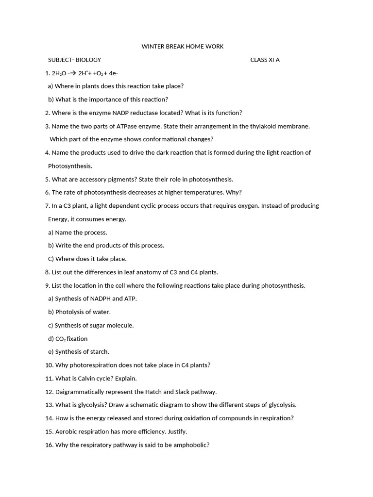 Photosynthesis and Respiration Imp. Q | PDF