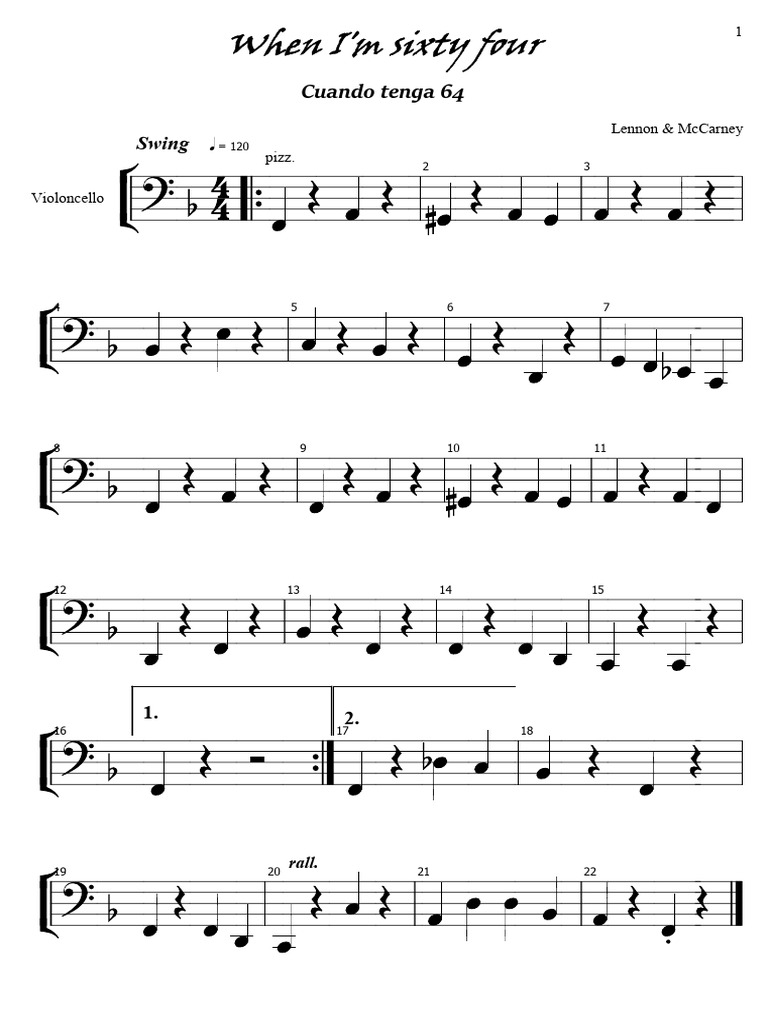 When I'm Sixty Four - Violoncello | PDF