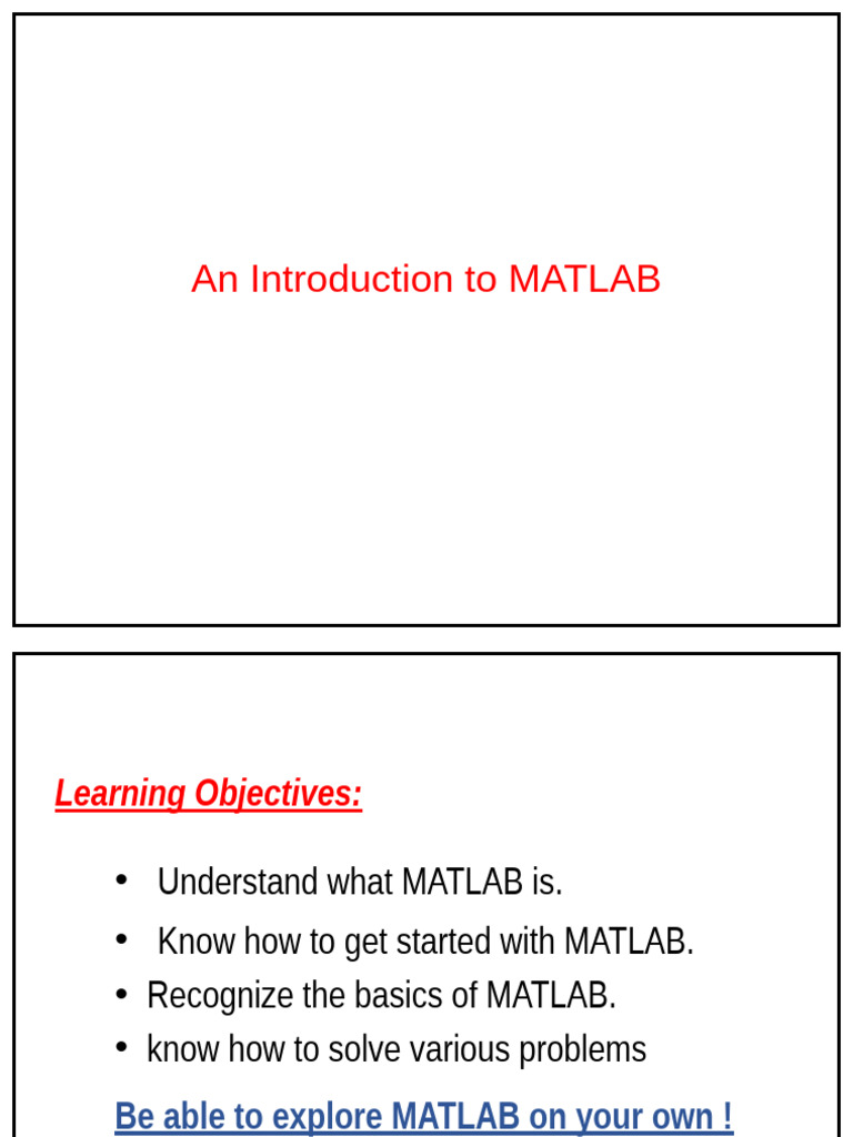Matlab Lecture 1 & 2 | PDF | Matlab | Matrix (Mathematics)