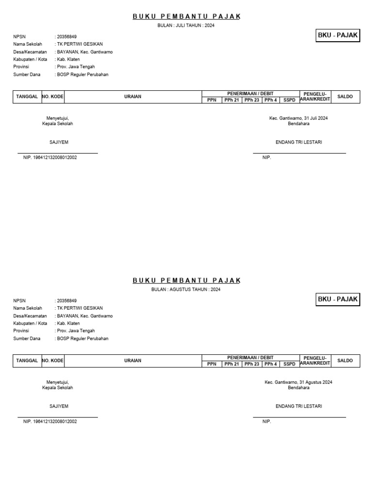 Bku Pajak - TKP Gesikan | PDF