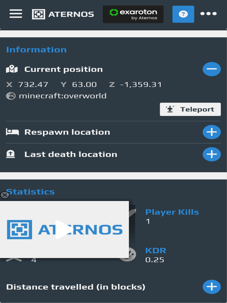 Aternos Minecraft Server Stats Overview | PDF