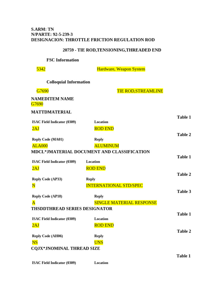 THROTTLE FRICTION REGULATION ROD 92-5-239-3 Catalogado | PDF | Tools ...