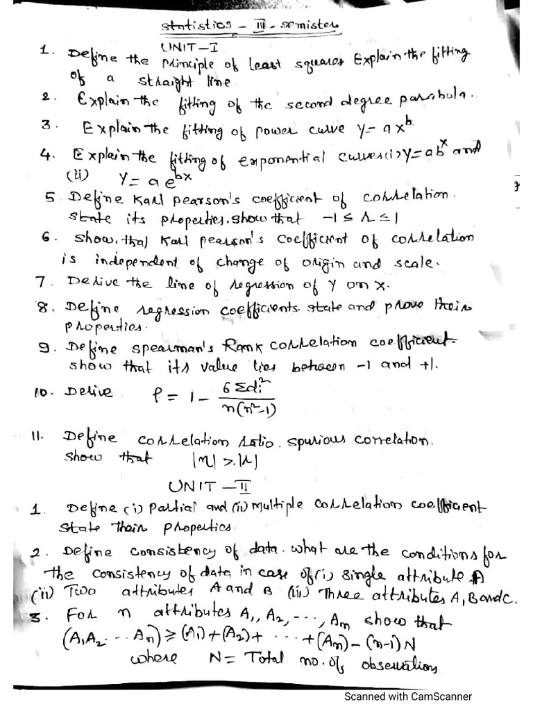 Statistics Sem-3 Important Questions | PDF