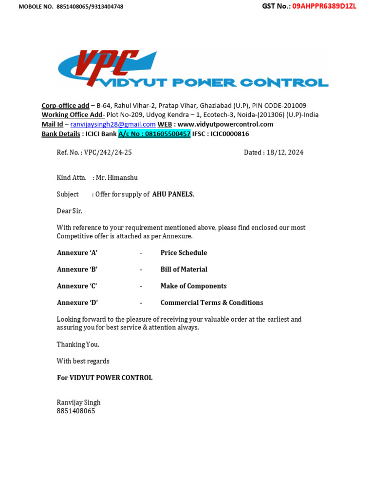 Offer letter (1) | PDF | Relay | Switch