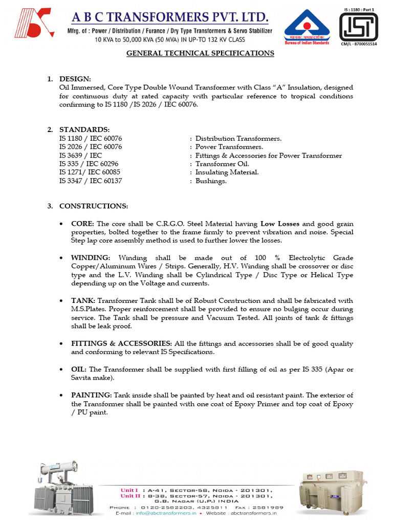 3000KVA, 11-0.800Kv GTP | PDF | Transformer | Insulator (Electricity)