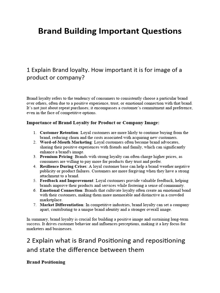 Key Questions for Brand Building | PDF | Brand | Corporate Social ...