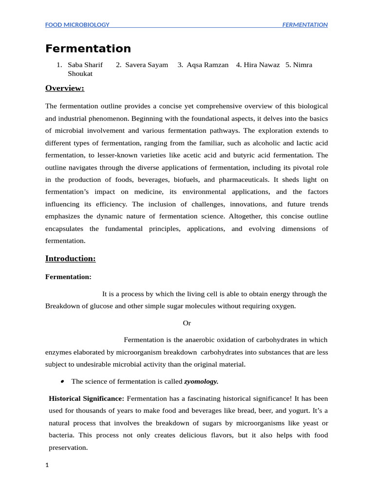 Group 1 Fermentation | PDF | Fermentation | Yeast