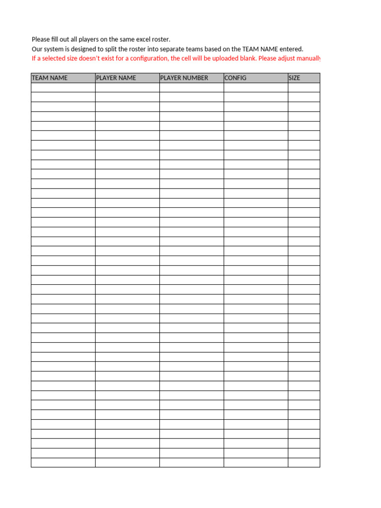 CHAMPRO JBS7 Roster Template | PDF