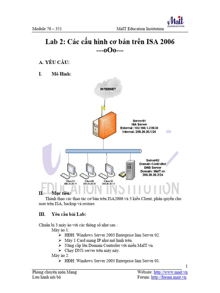 70-351 - MCSA - MaIT - Cac Thao Tac Co Ban Tren ISA 2006 | PDF