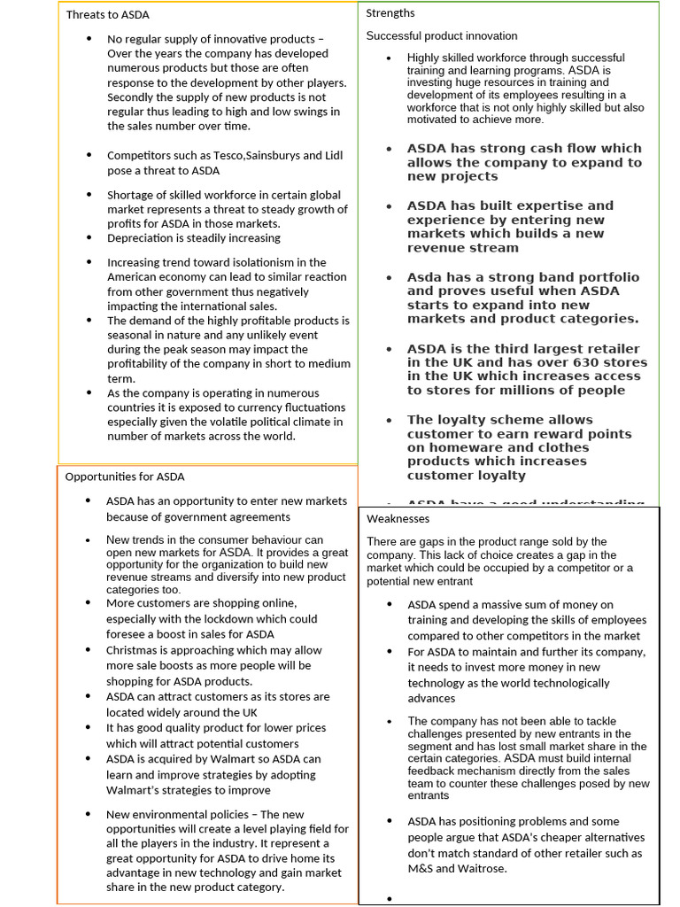 ASDA Swot Analysis | PDF | Walmart | Economies