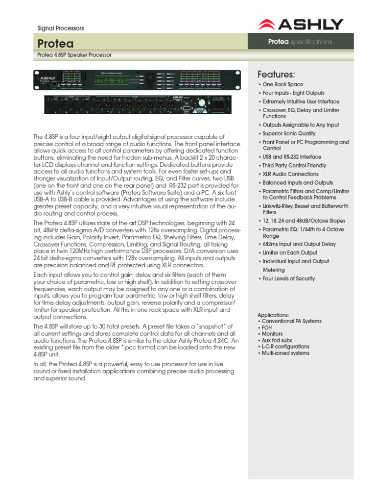 Ashly 48SP Specification En | PDF | Equalization (Audio) | Filter (Signal Processing)