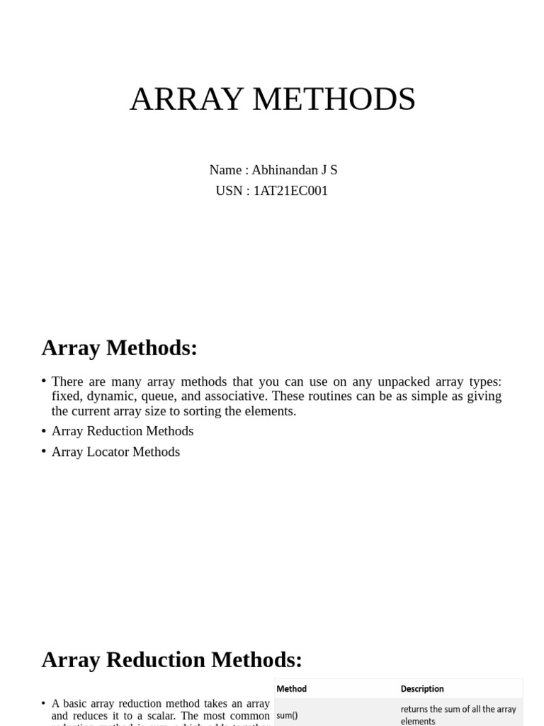 SystemVerilog Array Methods Guide | PDF