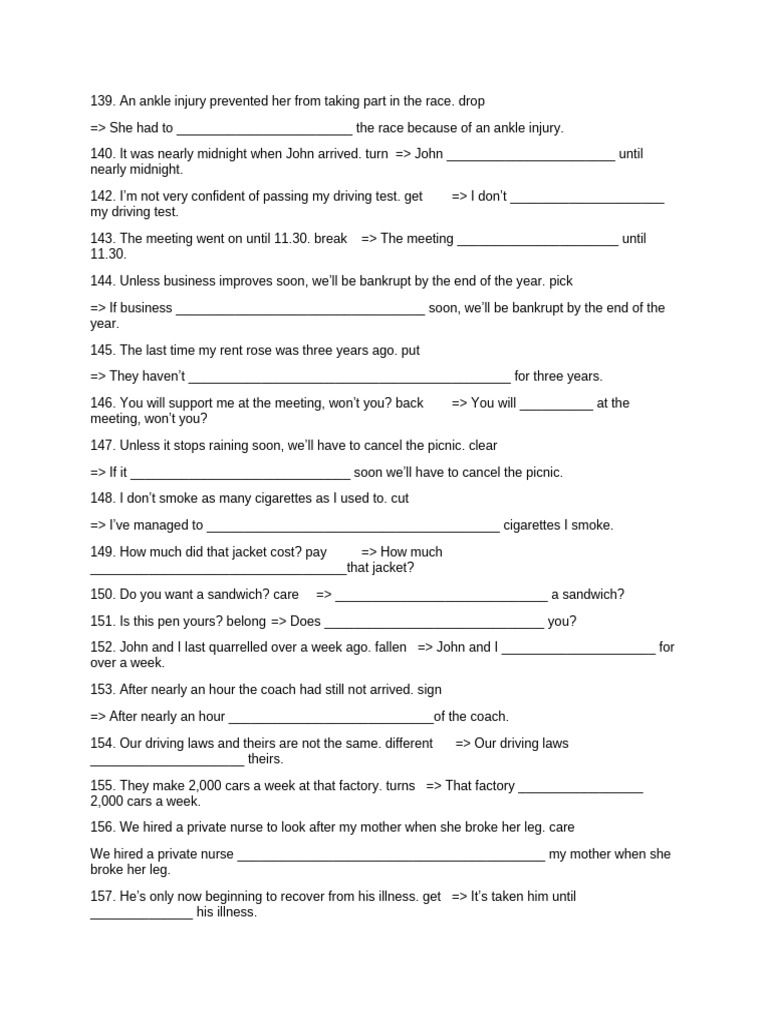 Sentence Transformation #7 | PDF