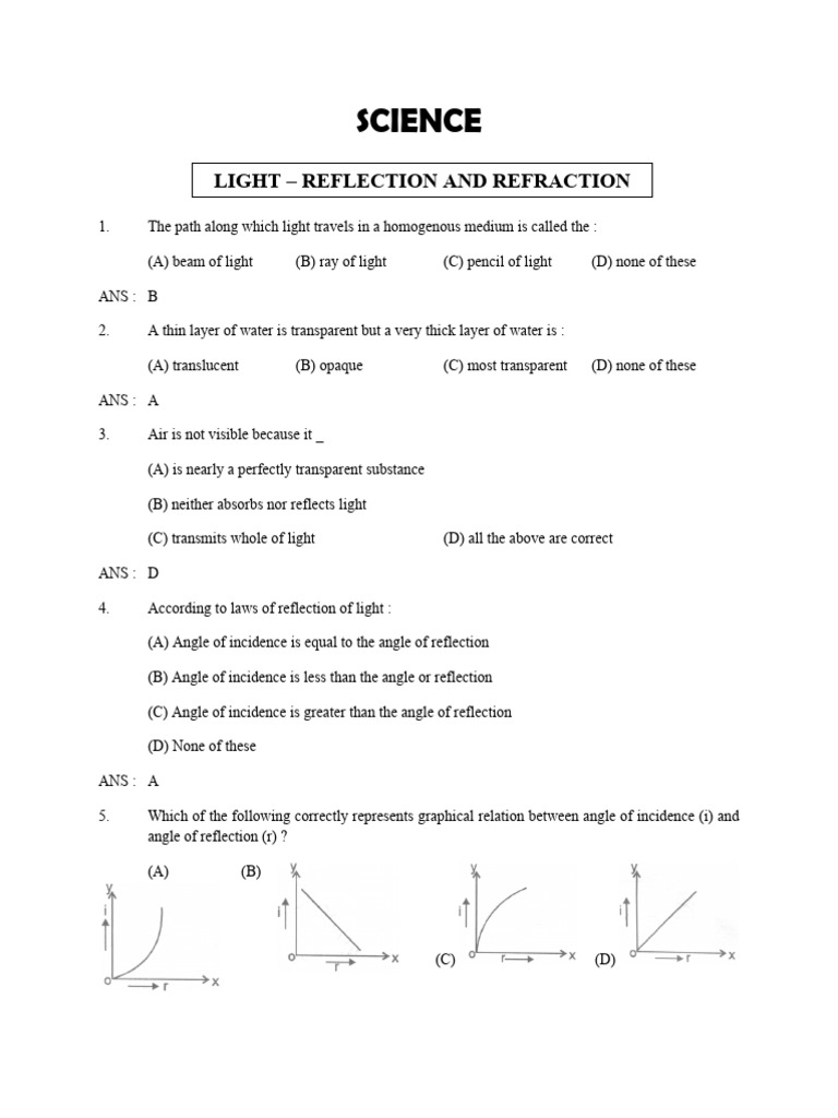 LIGHT -REFLECTION AND REFRACTION | PDF | Mirror | Optics