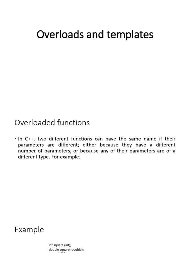 Overloads And Templates Pdf Parameter Computer Programming Computer Programming 3372