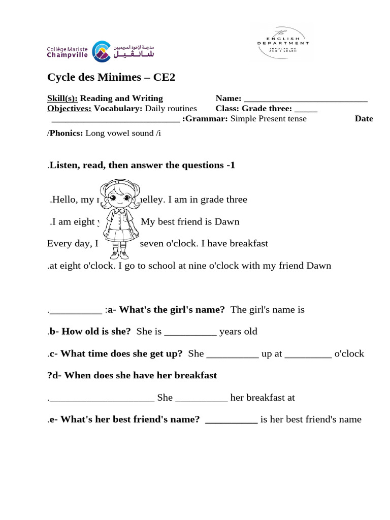 CE2 Gr3 Unit 1 Worksheet | PDF