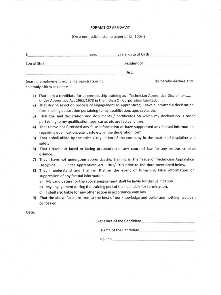 Format for Affidavit (1) | PDF
