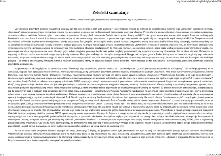 Michalkiewicz S.[2024.10.24]_Zełeński szantażuje [St.Michalkiewicz] | PDF