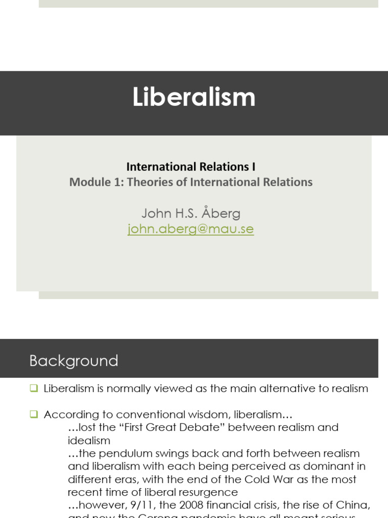 Lecture 3 - Liberalism | PDF | Liberalism | Institution