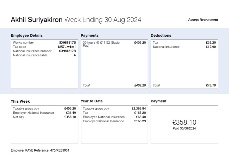 Payslip - Akhil Suriyakiron - 30-08-2024 | PDF