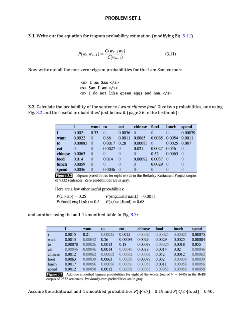 Problem Set 2 - Ngram LMs | PDF