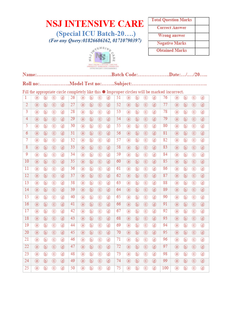 NSJ Intensive Care OMR Red | PDF