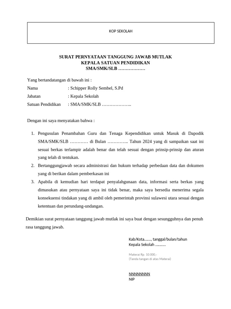 Format SPMT Tambah GTK Baru Di Dapodik | PDF