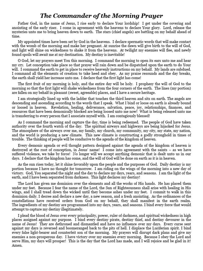 Morning Prayer for Spiritual Victory | PDF | Gospel Of Matthew | Prayer
