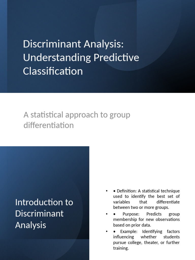 Discriminant Analysis Presentation | PDF | Statistical Classification ...