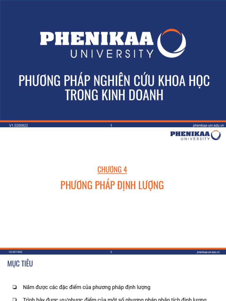 (NCKH) Chuong 4 - Phuong phap dinh luong _ Student's version.pptx | PDF