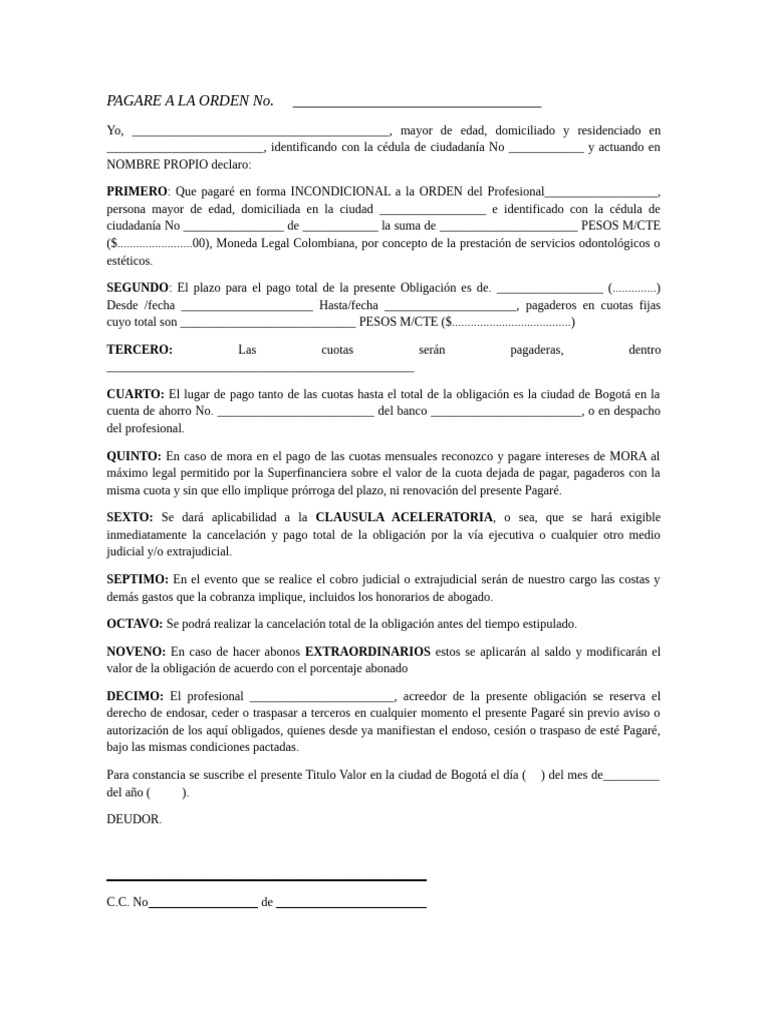PAGARE A LA ORDEN No | PDF | Pagos