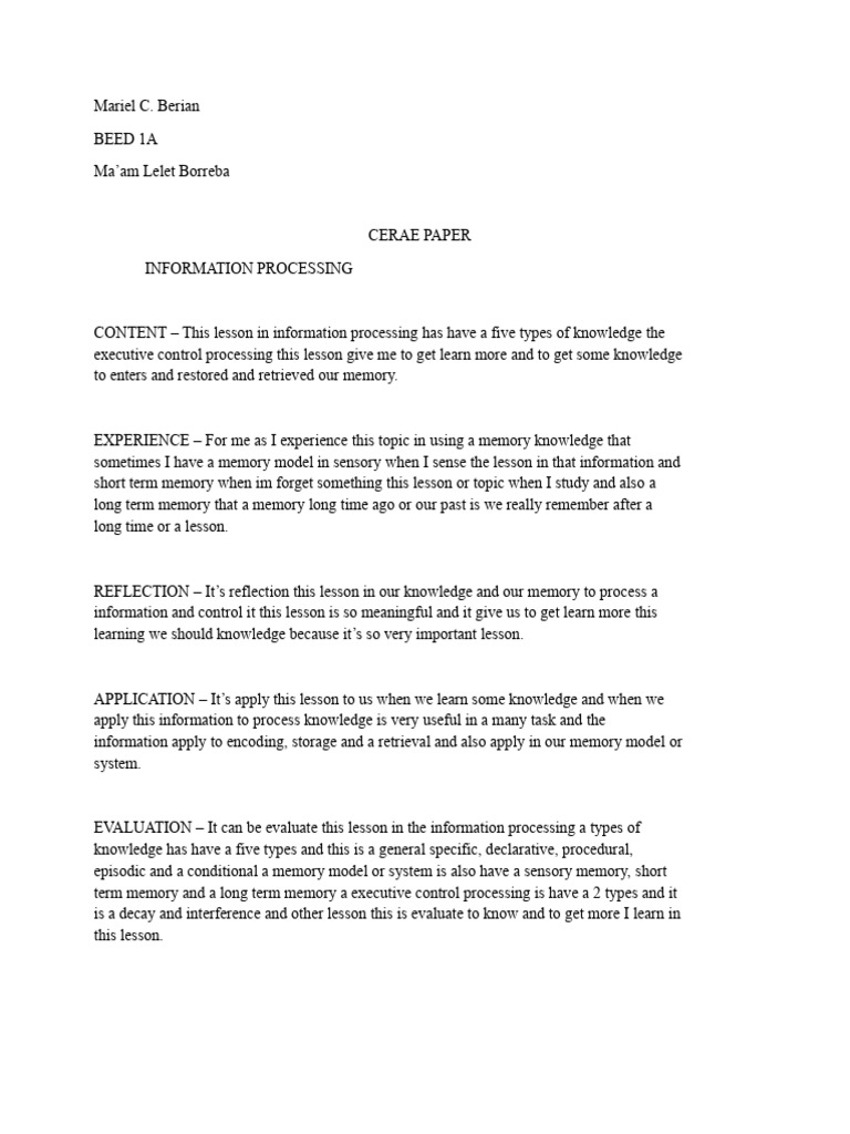 Understanding Information Processing | PDF