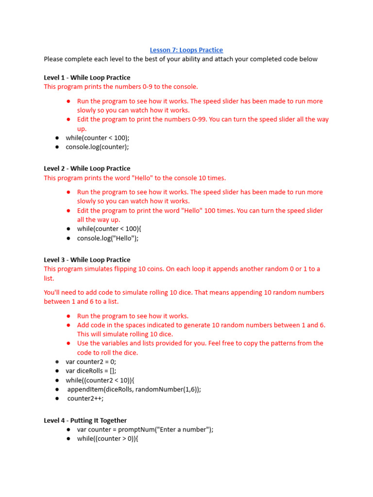Loops Practice | PDF | Control Flow | Computer Programming Loops Practice | PDF | Control Flow | Computer Programming