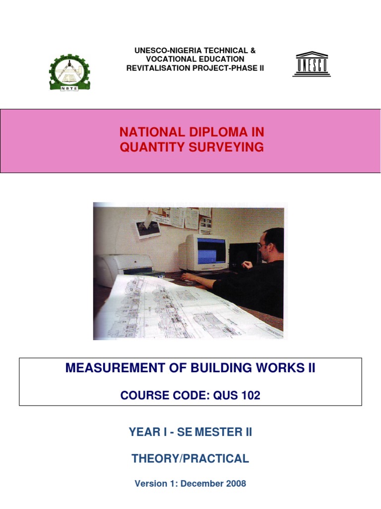QUS 102 Measurement of Building Works | PDF | Brick | Building Technology