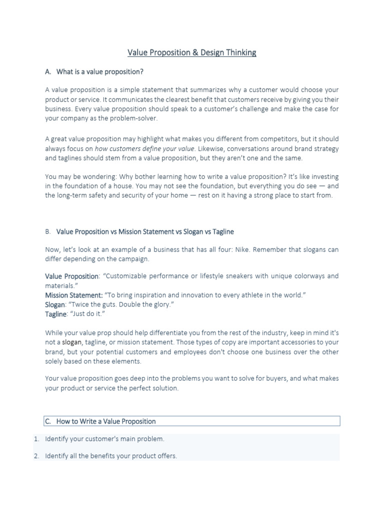 Value Proposition & Design Thinking | PDF | Business Economics | Business