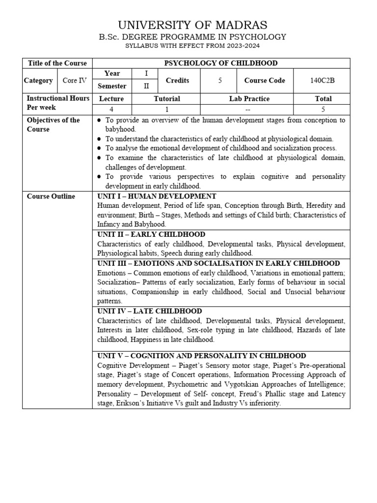 140C2B | PDF | Early Childhood | Developmental Psychology