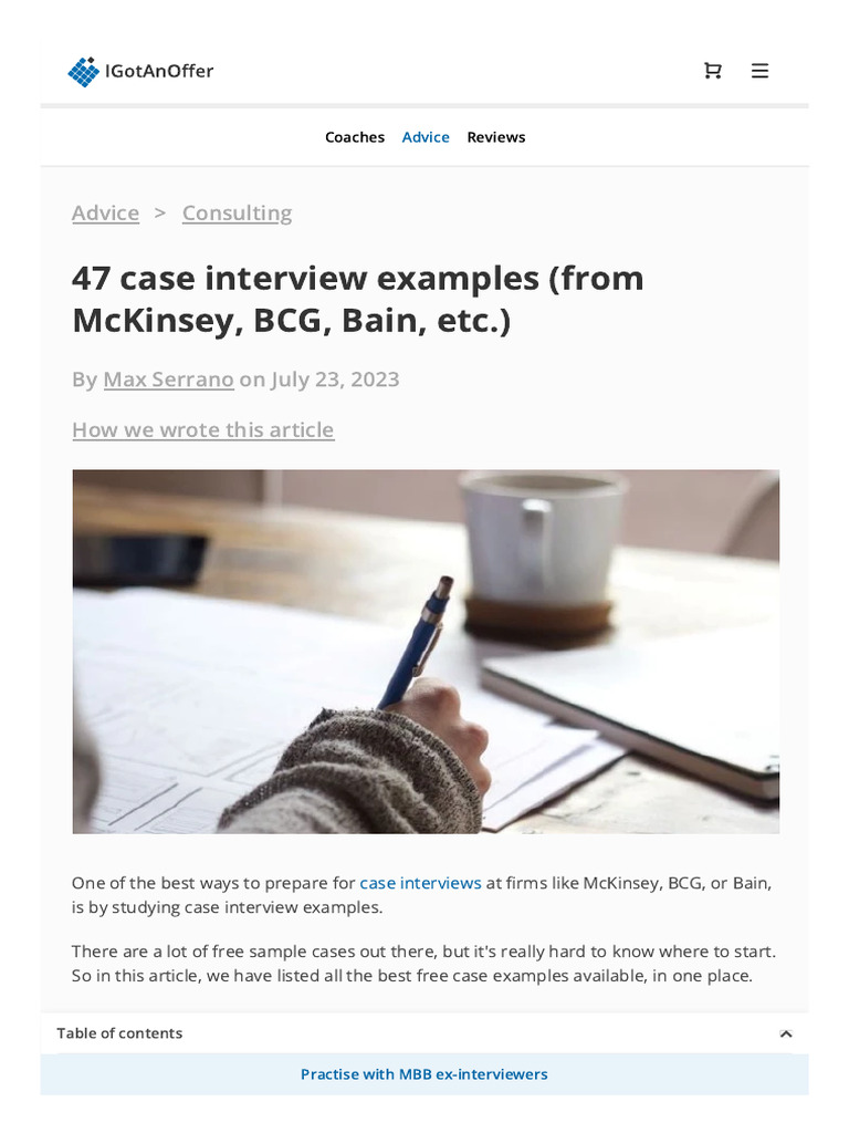 47 Case Interview Examples (From McKinsey, BCG, Bain, Etc ...
