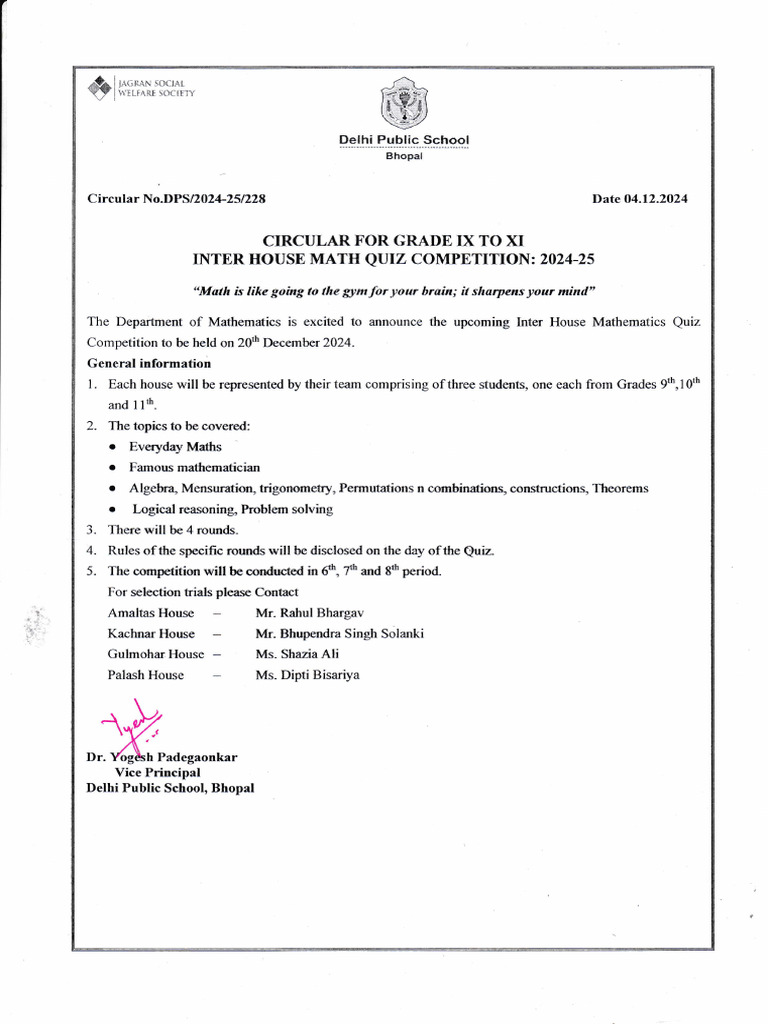 Circular 20241204161455 Interhouse Maths Quiz Competition | PDF
