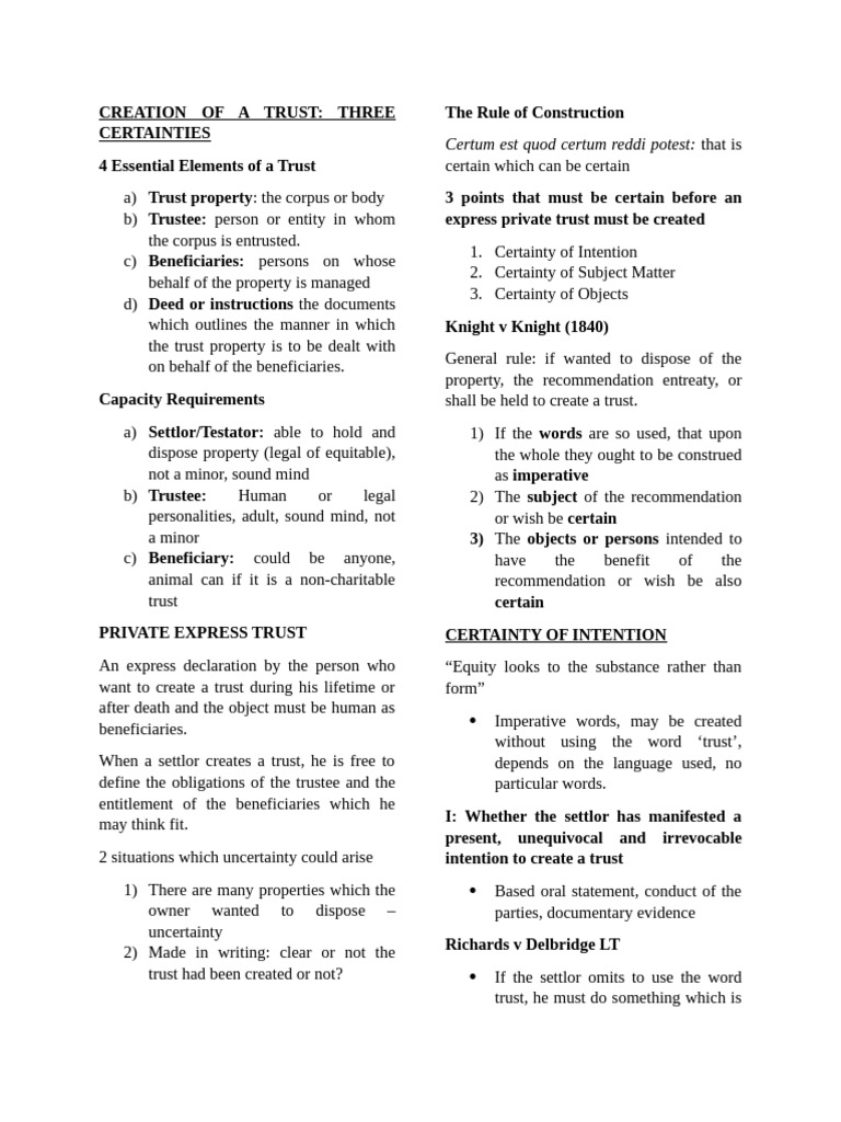 Trust Midterm Test | PDF | Wills And Trusts | Common Law