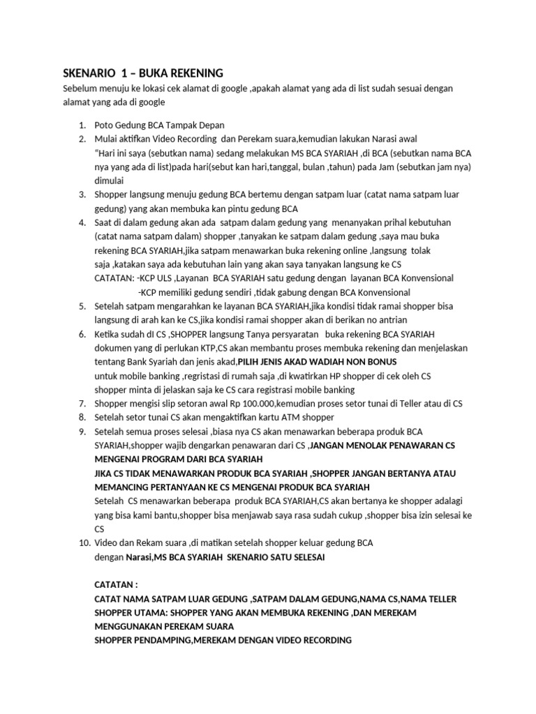 Skenario 1 - Pembukaan Rekening | PDF