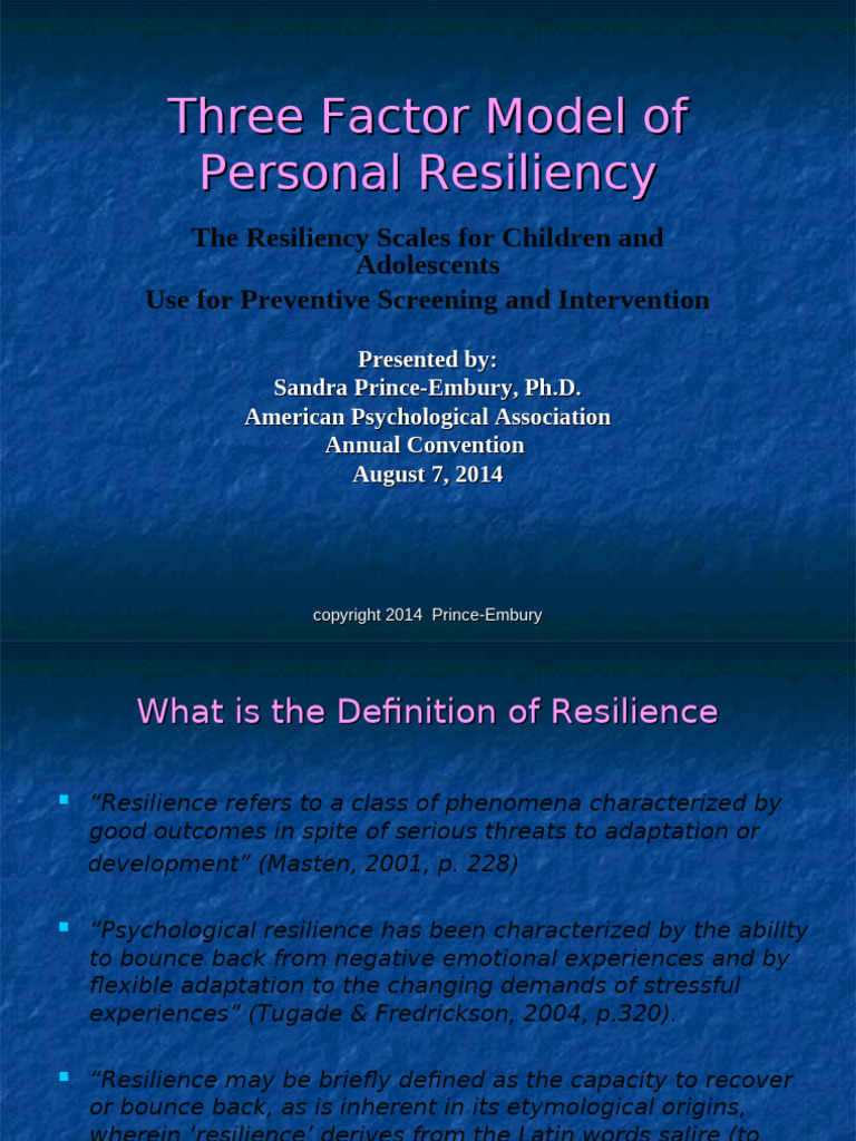 Resiliency Presentation Three Factor Theory | PDF | Psychological ...
