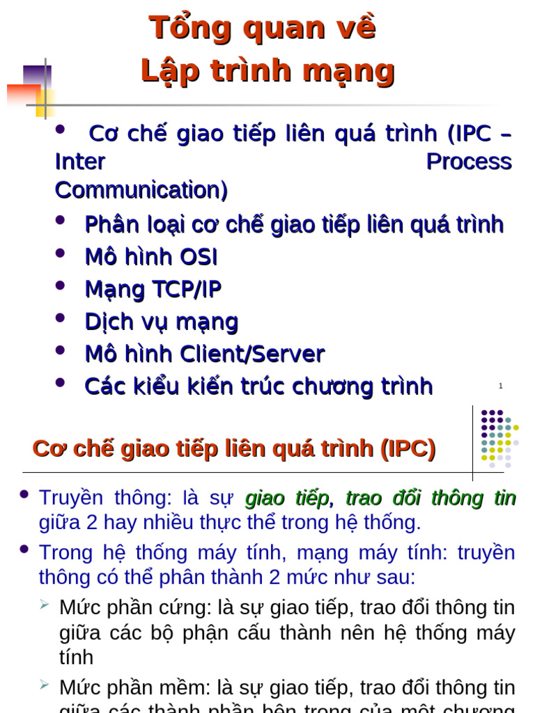 chuong 1 - Tong quan ve Lap trinh mang | PDF