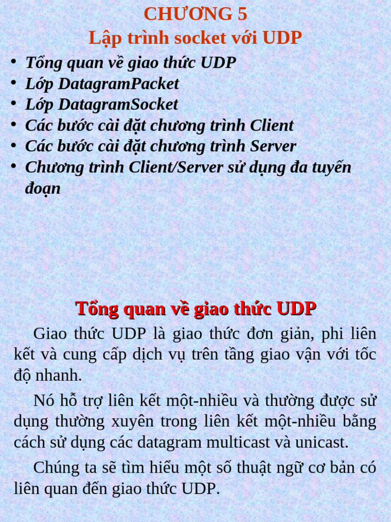 Chuong 5 - Lap Trinh Socket Voi UDP | PDF