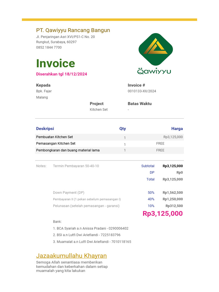 Invoice - Pak Fajar - Invoice | PDF