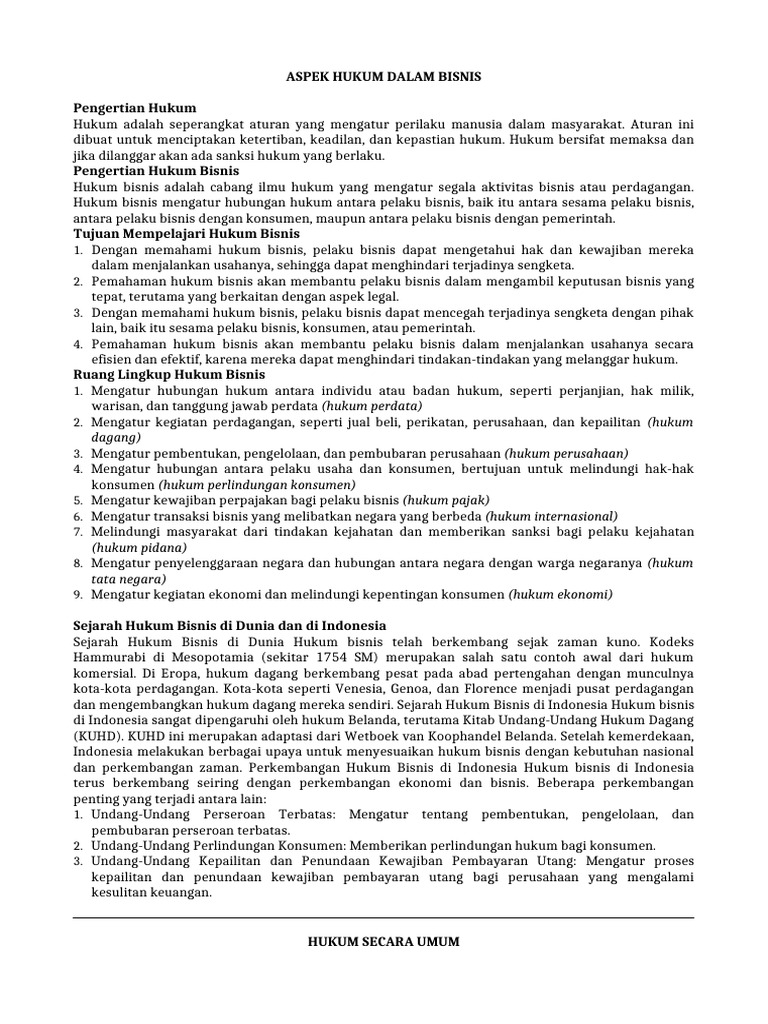 Materi Aspek Hukum Dalam Bisnis | PDF