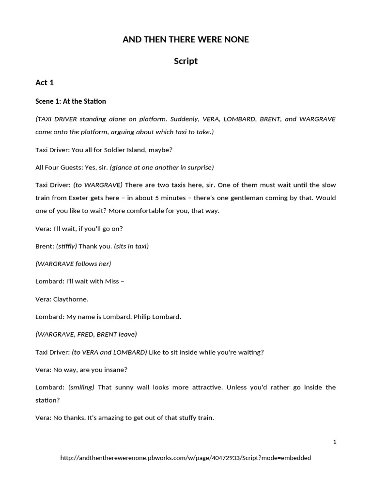 And Then There Were None Script | PDF