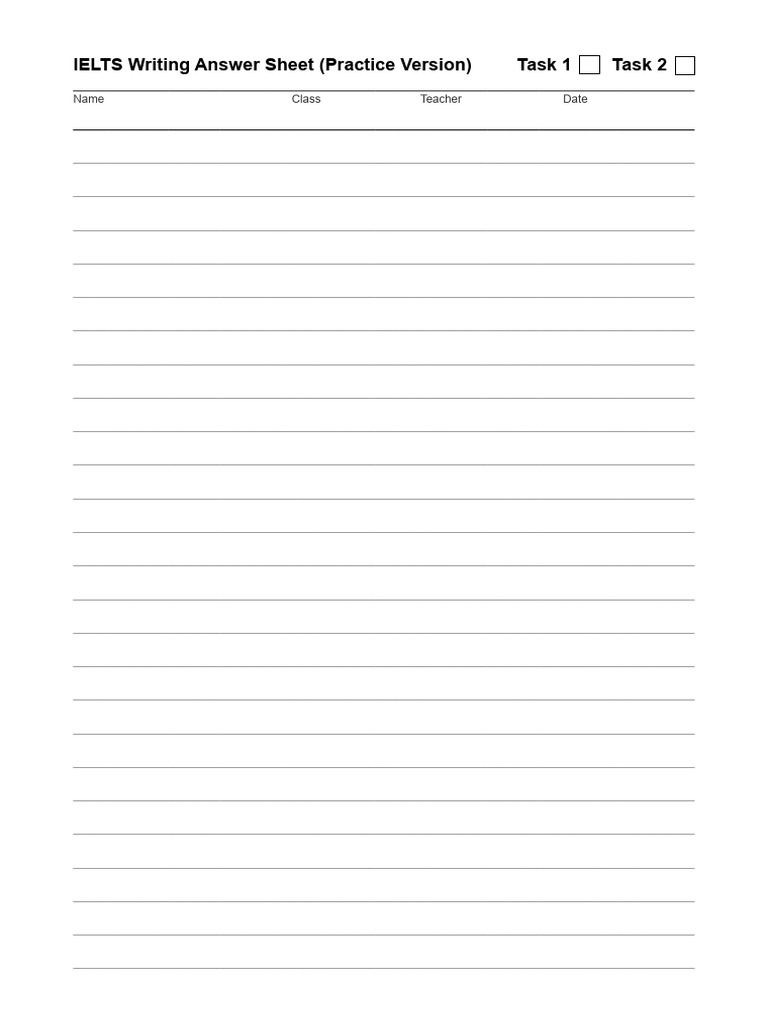 IELTS Writing Answer Sheet Template | PDF | International English ...