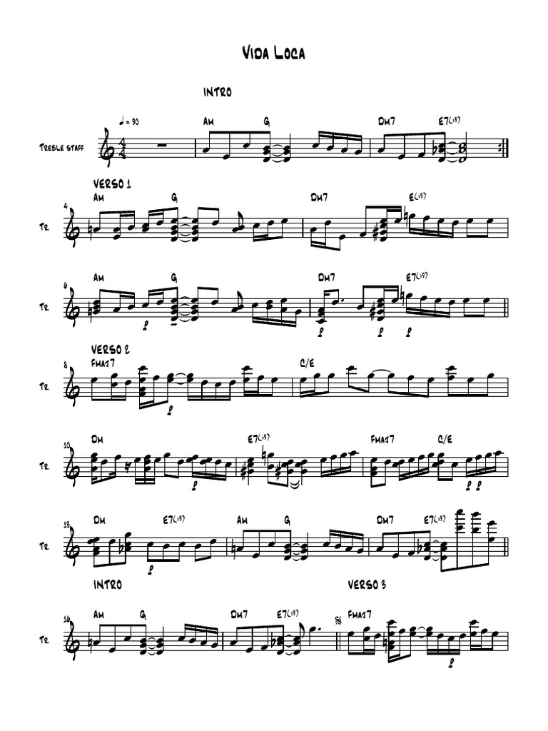 Guitar Chords for Vida Loca | PDF